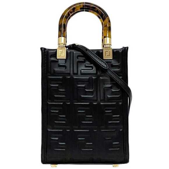 Fendi | Bags | Fendi Sunshine Mini 2way Bag Leather Black Tortoiseshell ...